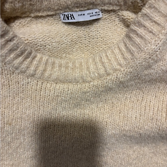 Zara | Sweaters | Zara Cream Crew Neck Sweater | Poshmark